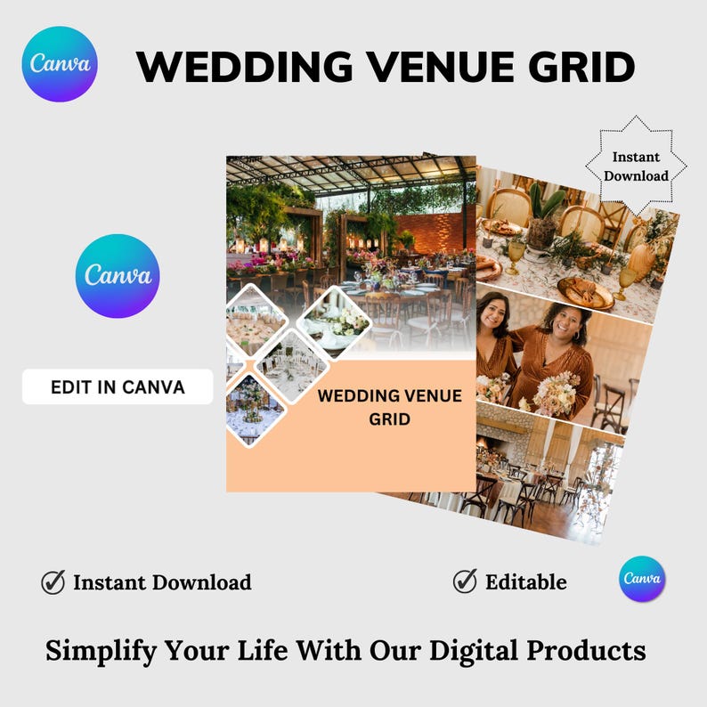 Wedding Venue Grid Template, Wedding Venue Organizer, Digital Wedding ...
