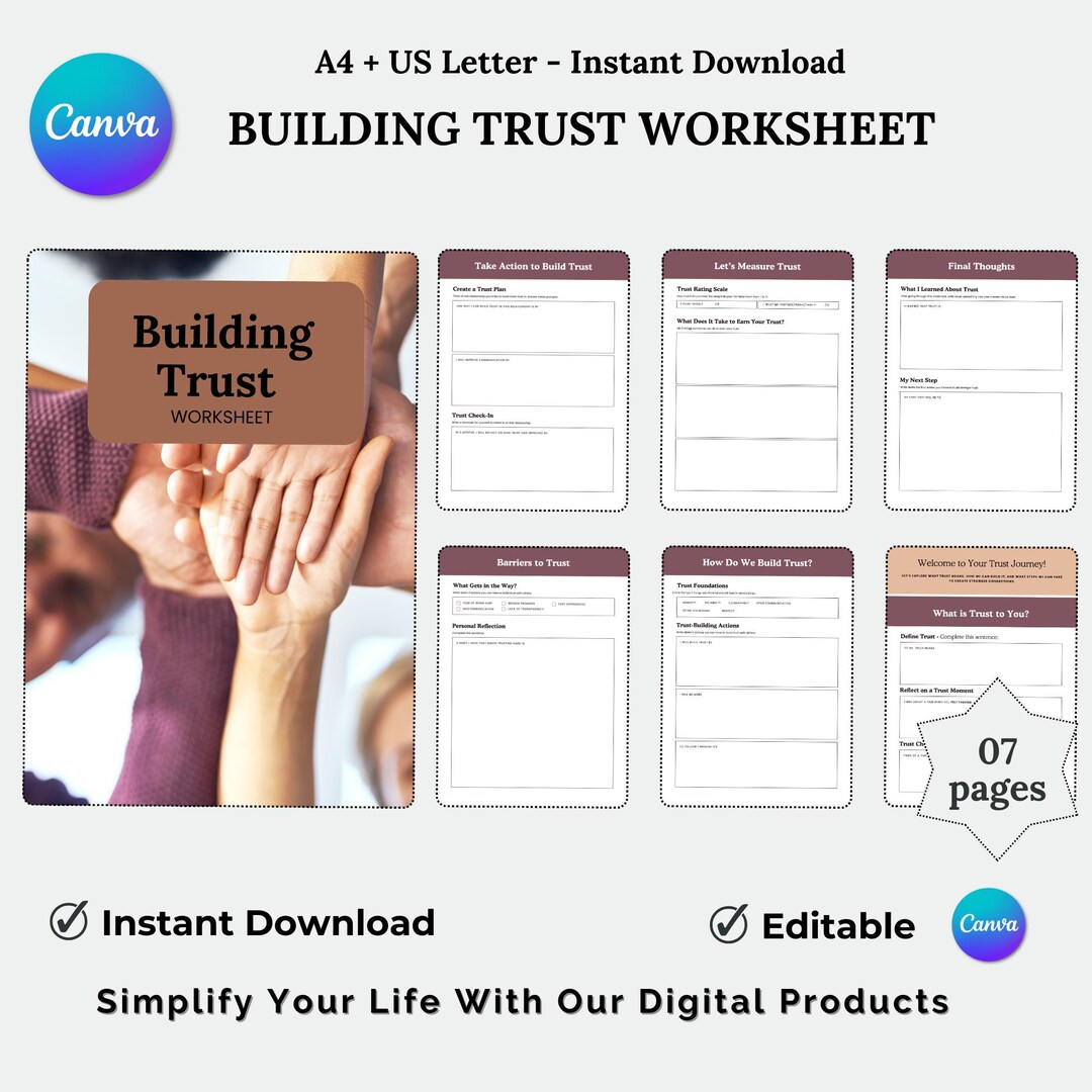 Building Trust Worksheet, Team Building Blocks, Personal Growth Trust ...