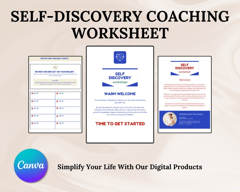 Self Worth Worksheet, Self Discovery Coaching Worksheets, Self ...