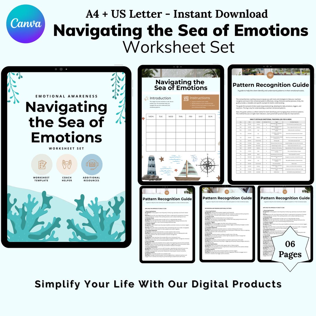 Emotions Worksheet, Navigating the Sea of Emotions, Emotional Awareness ...