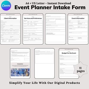 Event Planner Intake Form, Party Planning Intake Form, Event ...