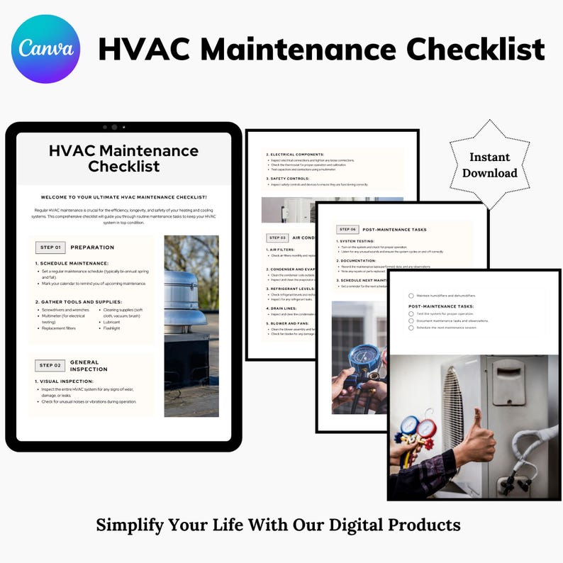 HVAC Maintenance Checklist, Ventilation System Maintenance List, Home ...