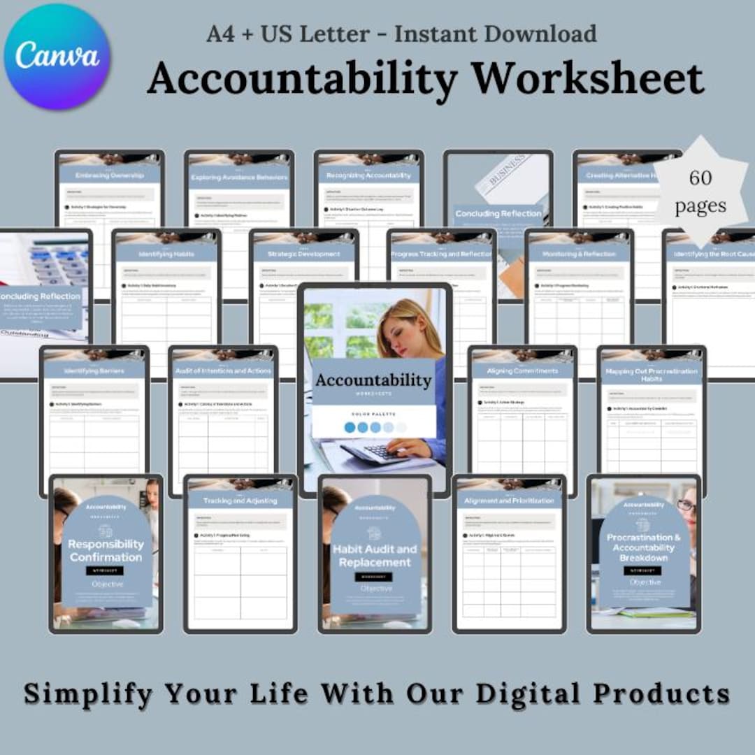 Accountability Worksheet, Responsibility Chart Worksheet, Avoidance ...