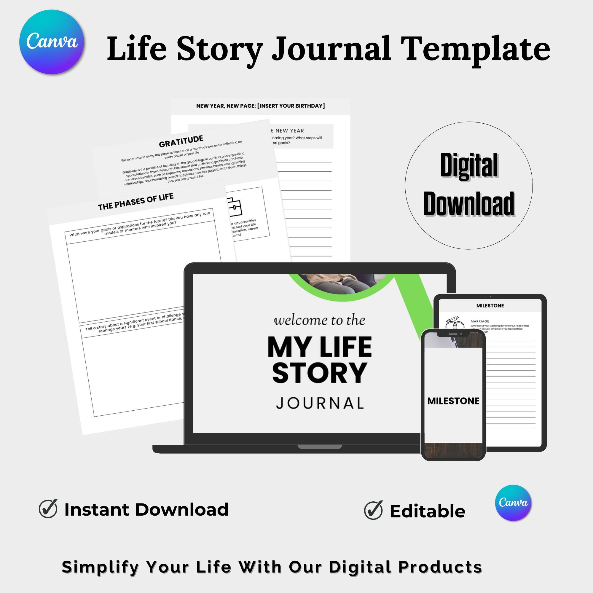 Life Story Template, My Life Story Journal Template, Life Milestones ...