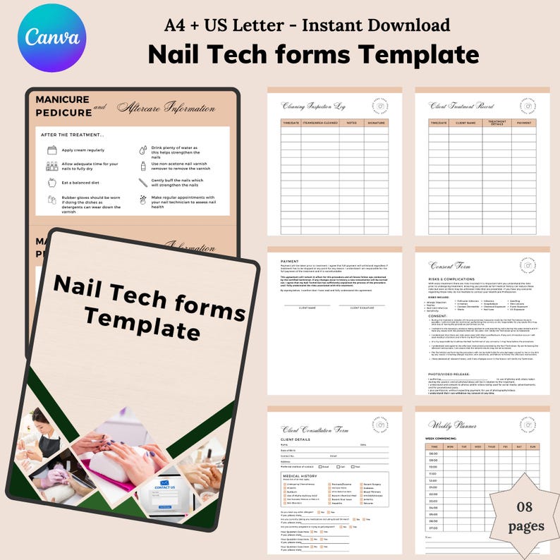 Nail Tech Forms Template, Client Consultation Consent Forms, Business ...
