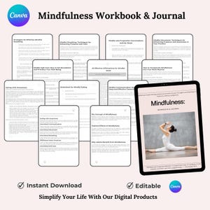 Mindfulness Journal, Mental Health Spiritual Workbook, Mindfulness Therapy Tools, Positive ...