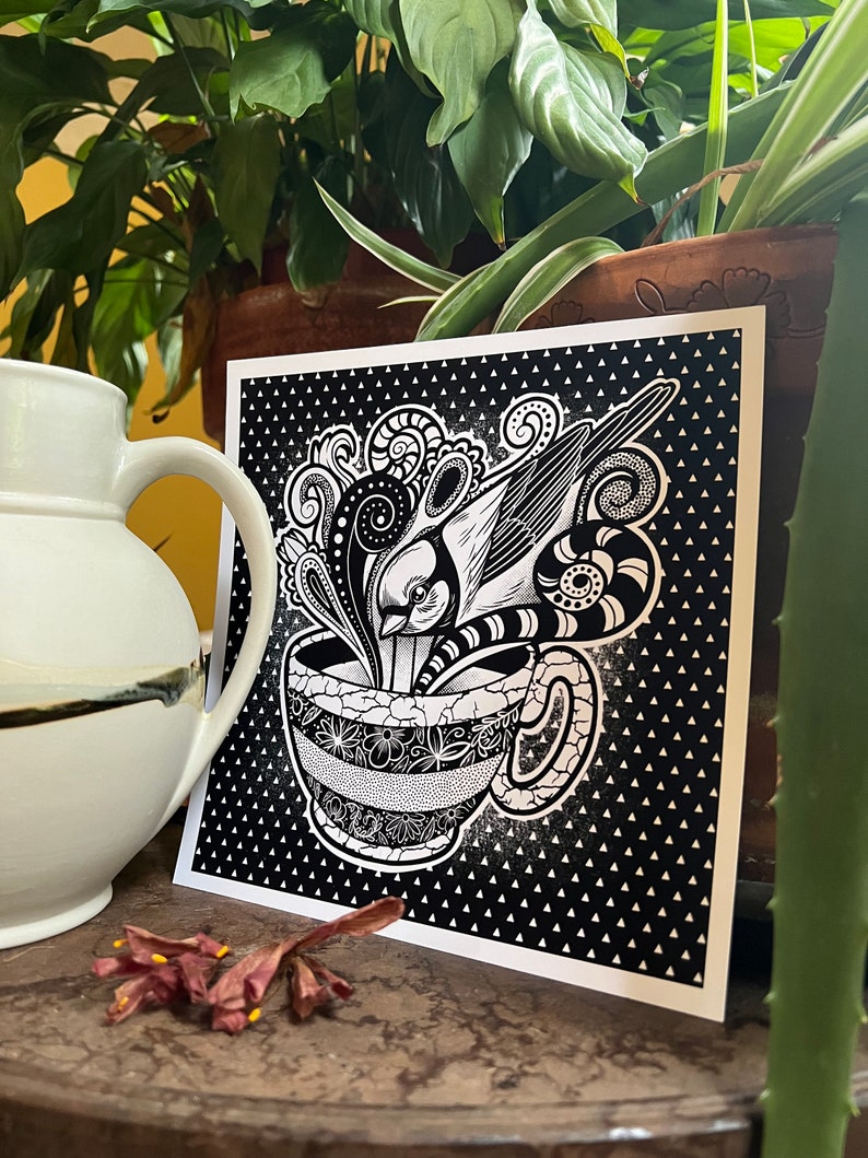 Magic Tea Borb | Blue Tit | Garden Birds | Tea Time | Bird Print | Pop ...