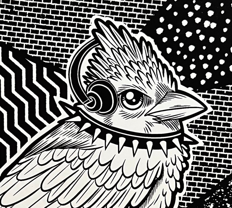 Punk Birb | Bird Prints | Bird Illustration | Punk Art | Character ...
