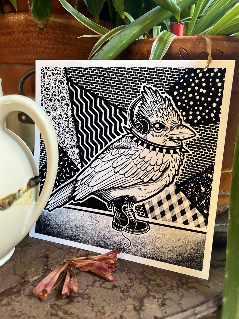 Punk Birb | Bird Prints | Bird Illustration | Punk Art | Character ...