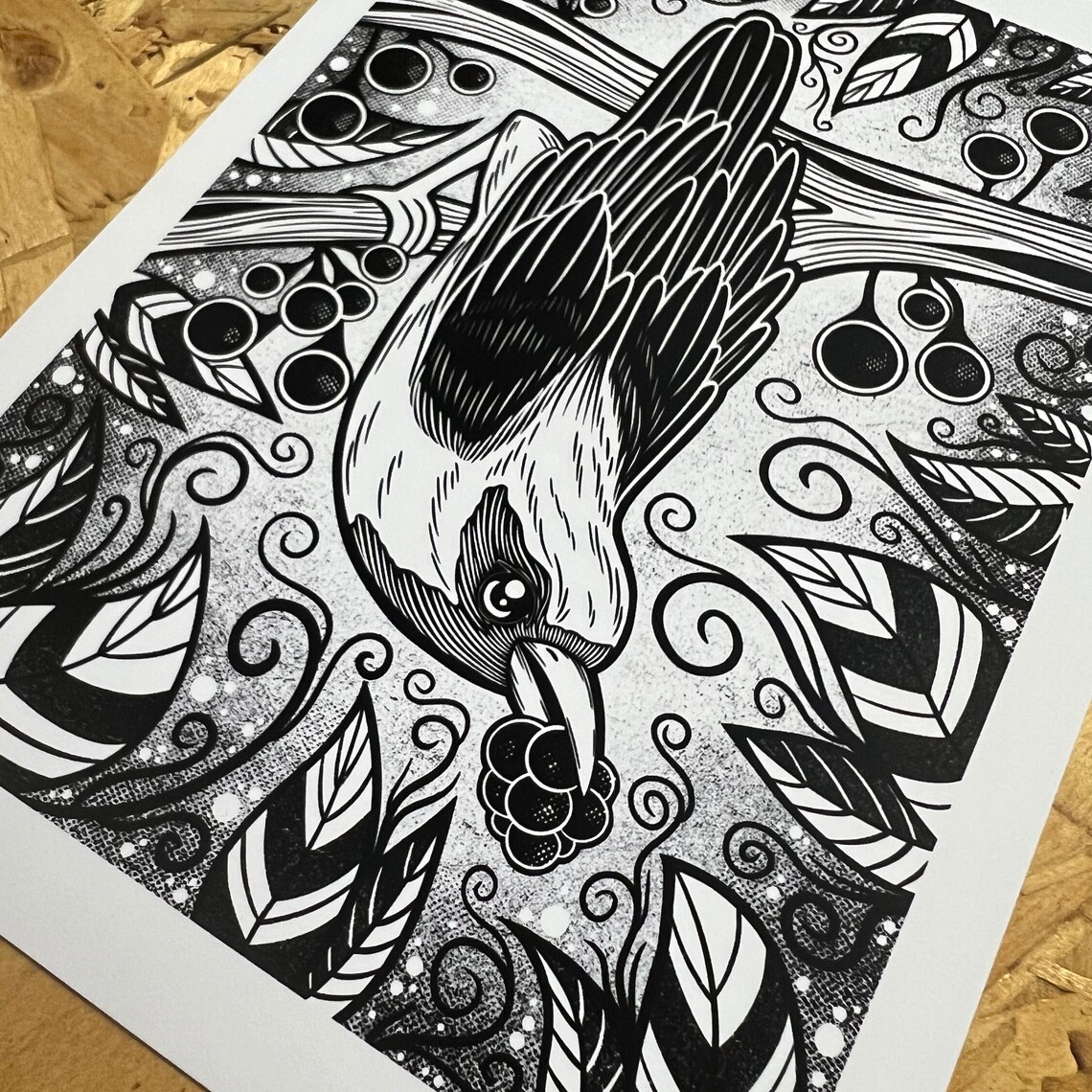 The Berry Picker Bird Art Prints Bird Illustration Digital Art Wildlife ...