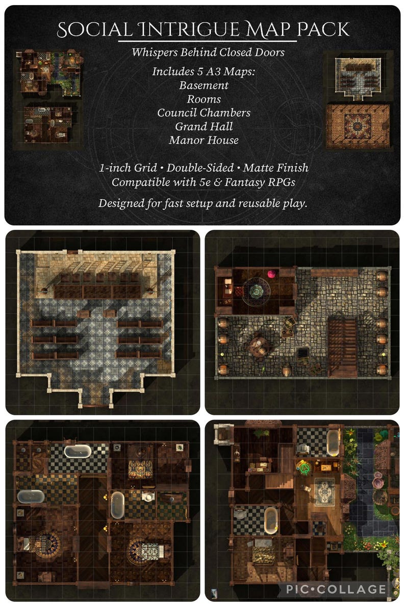 DND 5e Battle Map Pack – A3 Double-sided Encounter Maps for Dungeon ...