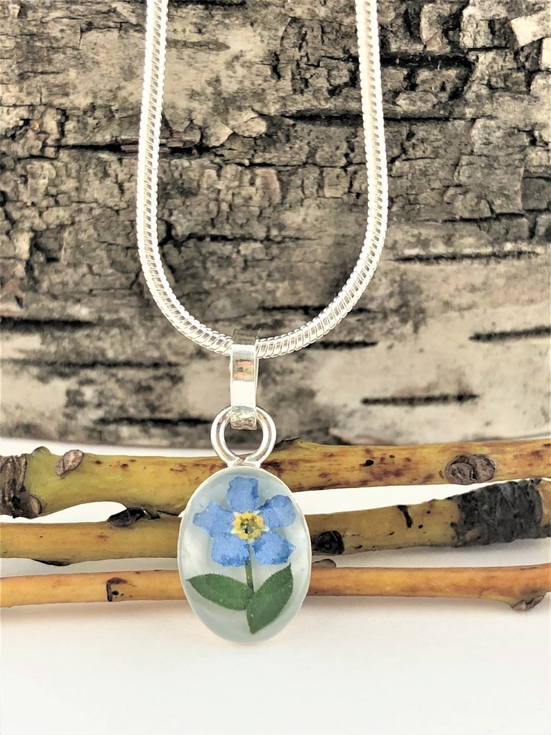Forget Me Not Necklace Sterling Silver Forget Me Not Pendant - Etsy