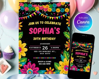 Fiesta Birthday Party Invitation, Mexican Fiesta Theme, Mexican Theme ...