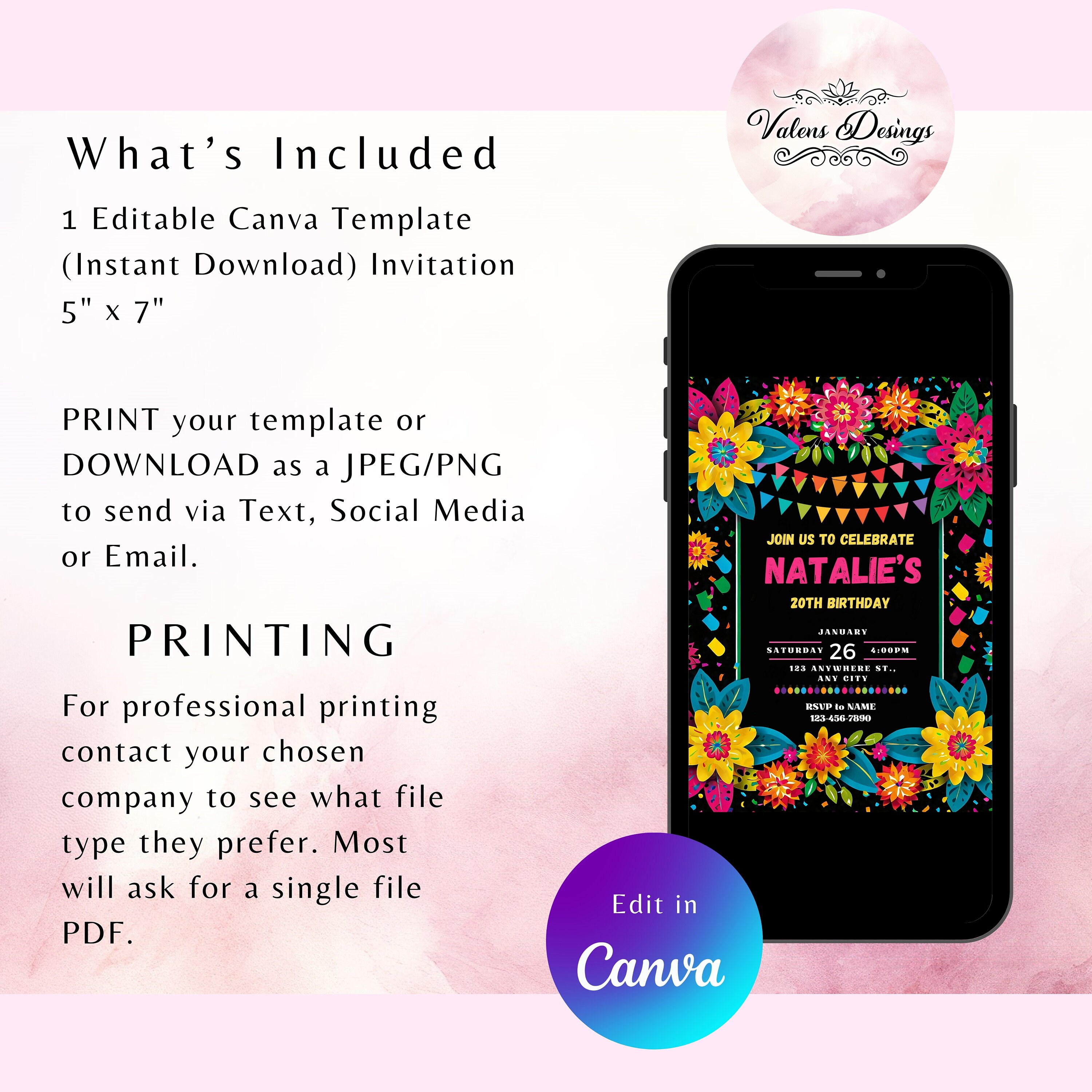 Fiesta Birthday Party Invitation, Mexican Fiesta Theme, Mexican Theme ...