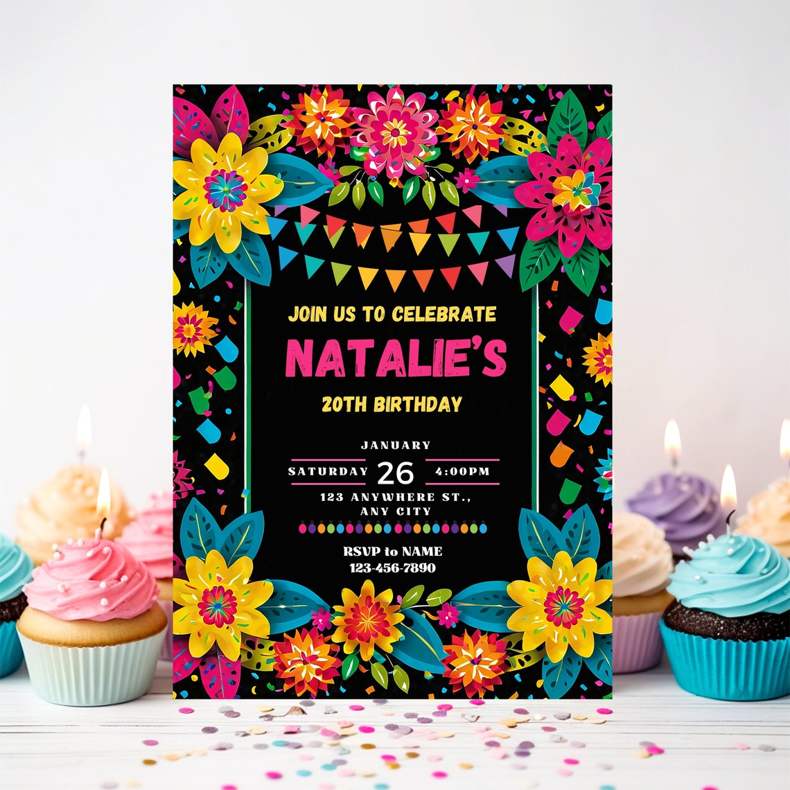 Fiesta Birthday Party Invitation, Mexican Fiesta Theme, Mexican Theme ...