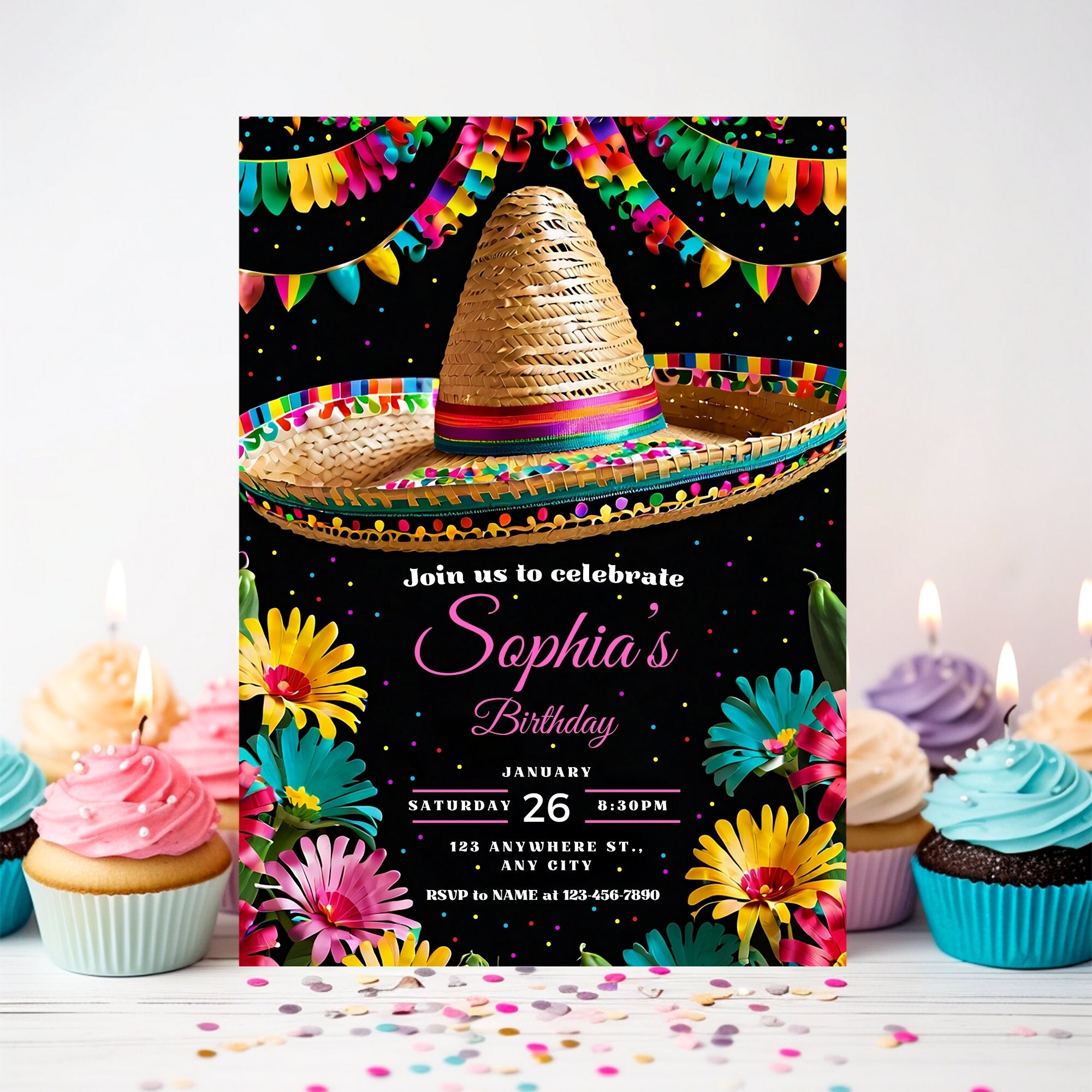 Fiesta Birthday Party Invitation, Mexican Fiesta Theme, Mexican Theme ...