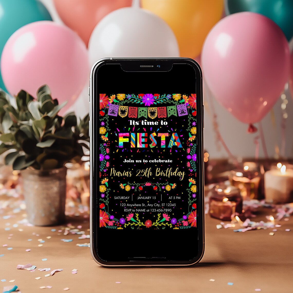 Fiesta Birthday Party Invitation, Mexican Fiesta Theme, Mexican Theme ...
