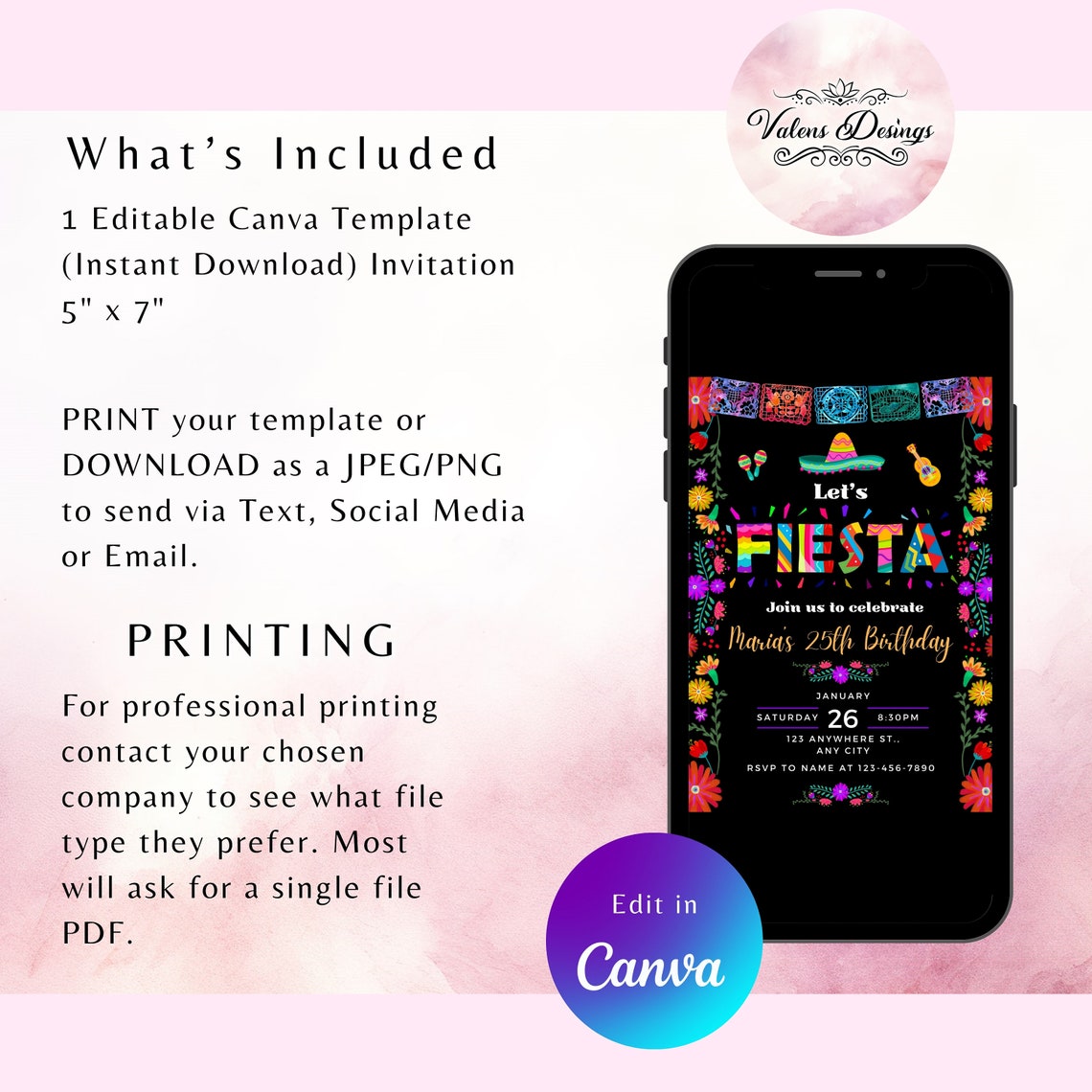 Fiesta Birthday Party Invitation, Mexican Fiesta Theme, Mexican Theme ...