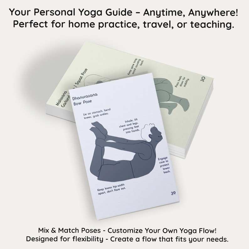 Yoga Pose Cards: Illustrated Flashcards for Beginners (digital Download ...