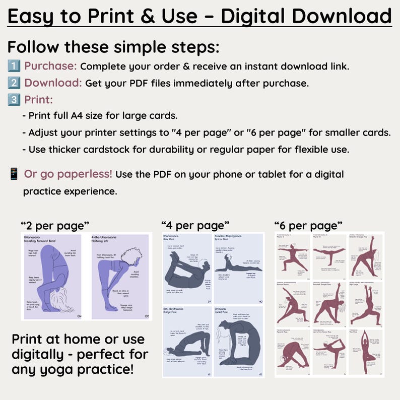Yoga Pose Cards: Illustrated Flashcards for Beginners (digital Download ...