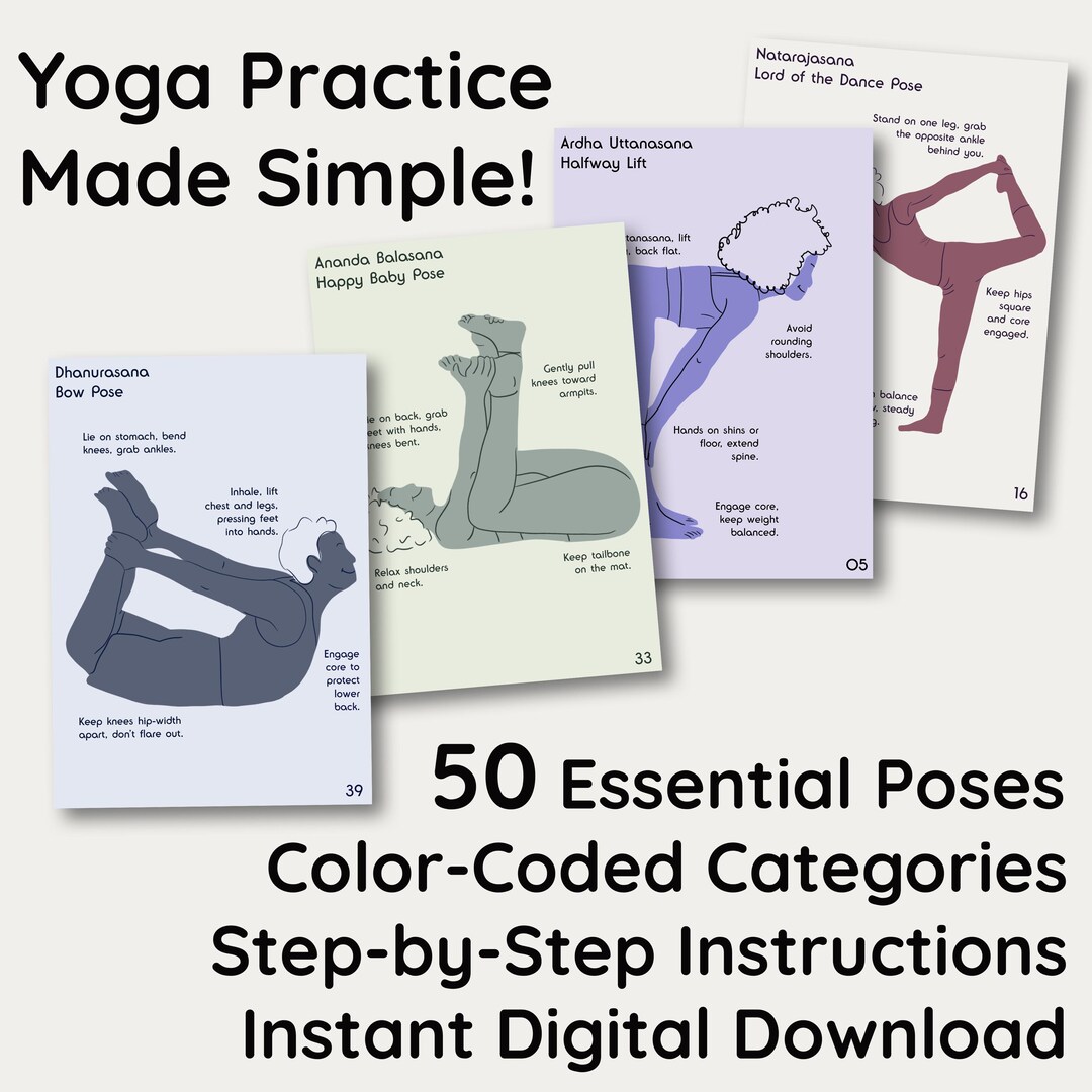 Yoga Pose Cards: Illustrated Flashcards for Beginners (digital Download ...