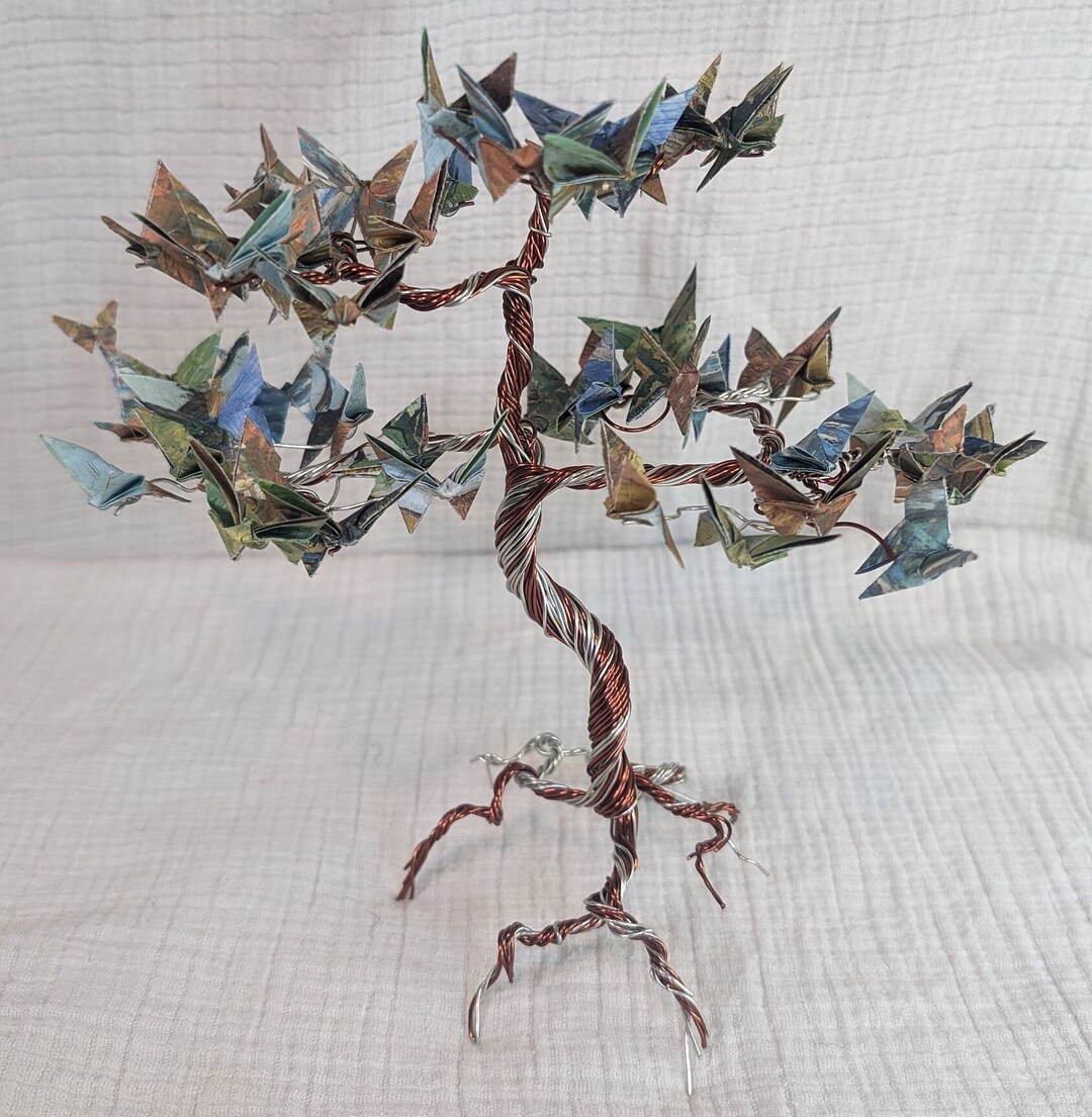 Wire Bonsai Tree Origami Leaves - Etsy