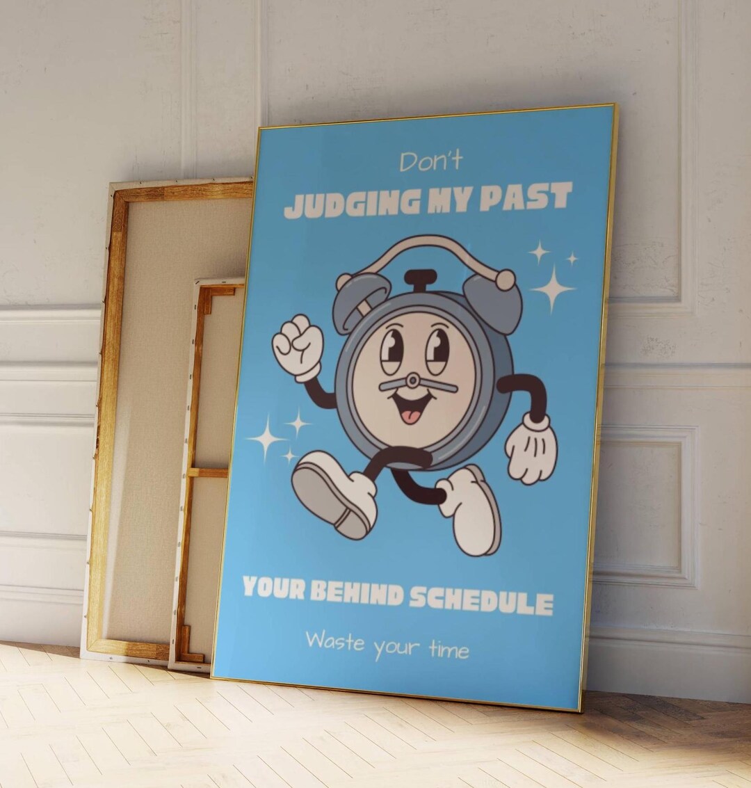 Retro Mascot Clock Print: Motivational Wall Art (digital Download) - Etsy