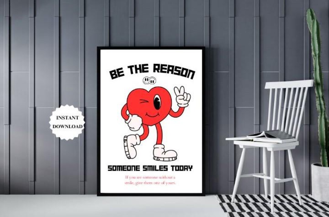 Retro Smile Quote Poster, Trendy Wall Art (digital Print) - Etsy