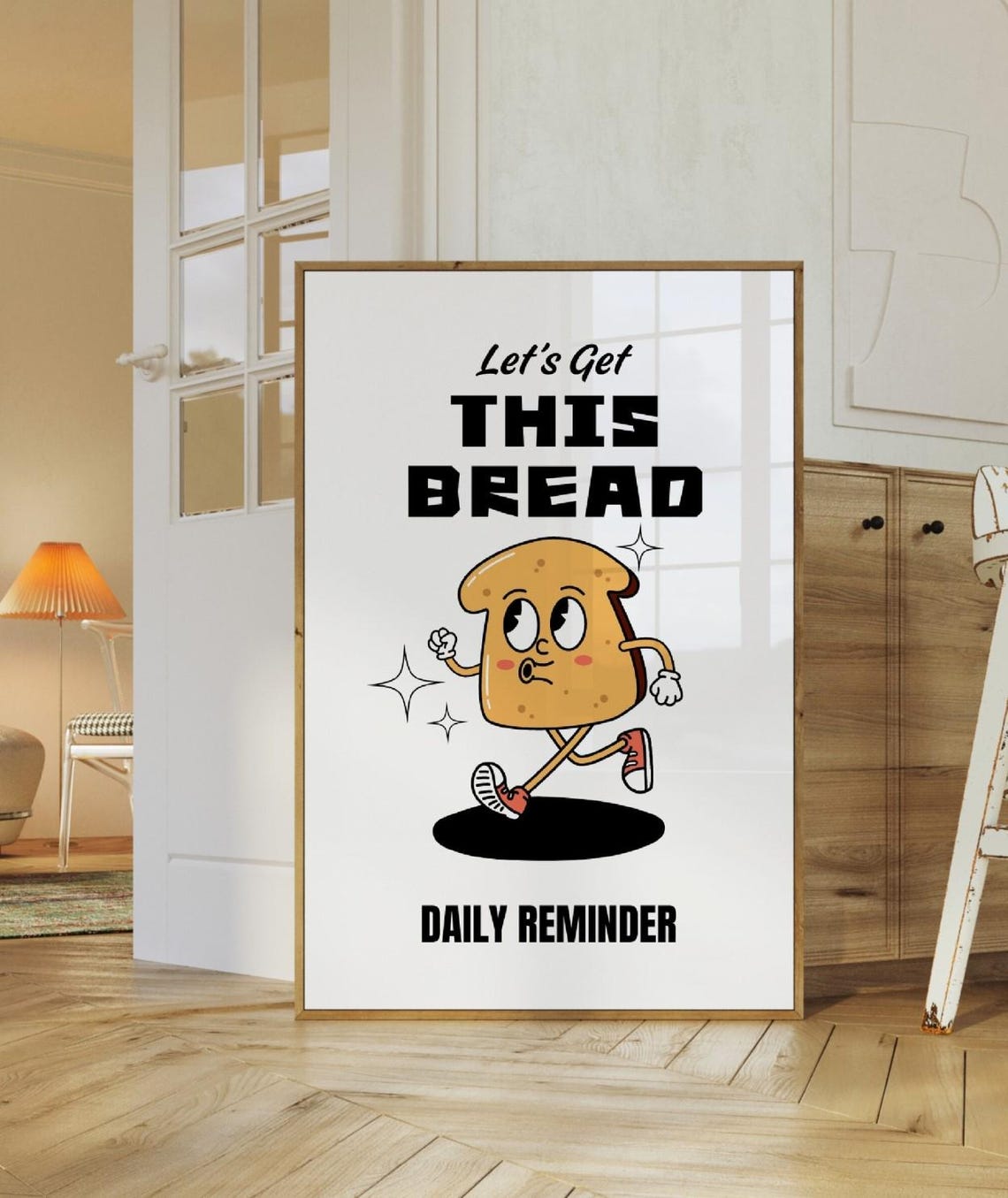 Let's Get This Bread Artwork, Retro Mascot Print, Trendy Wall Art, Motivational Wall Print, Home ...