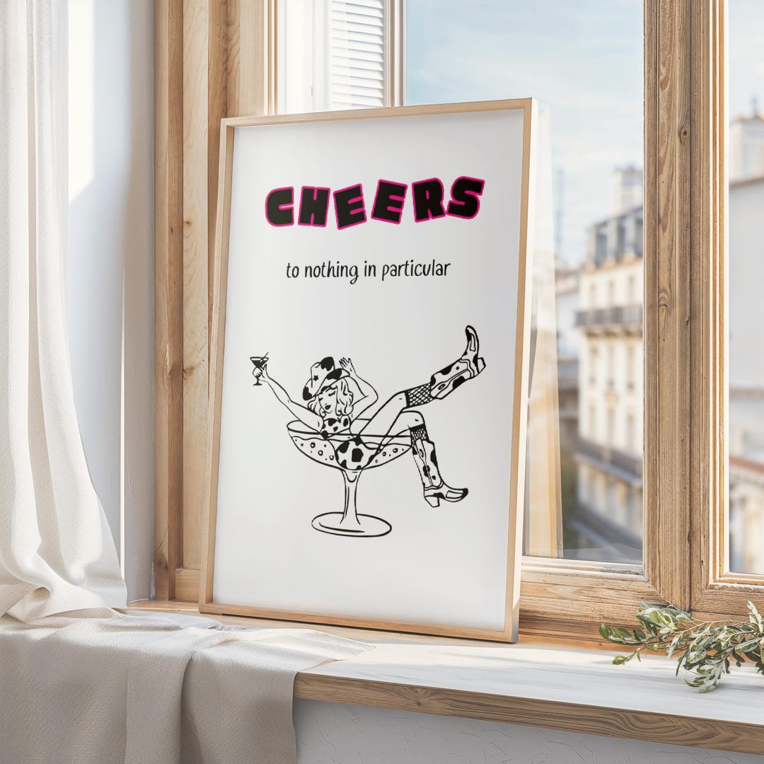 Cheers Cocktail Wall Art, Trendy Wall Prints, Bar Print, Cheers Digital ...