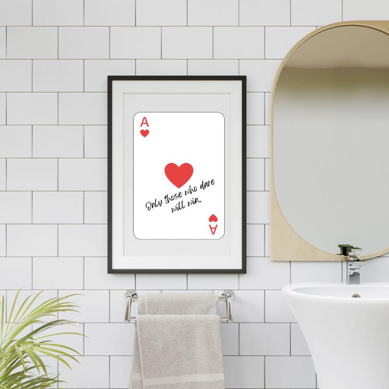 Ace Card Print Trendy Wall Art Prints Red Wall Art Digital Prints Bar ...