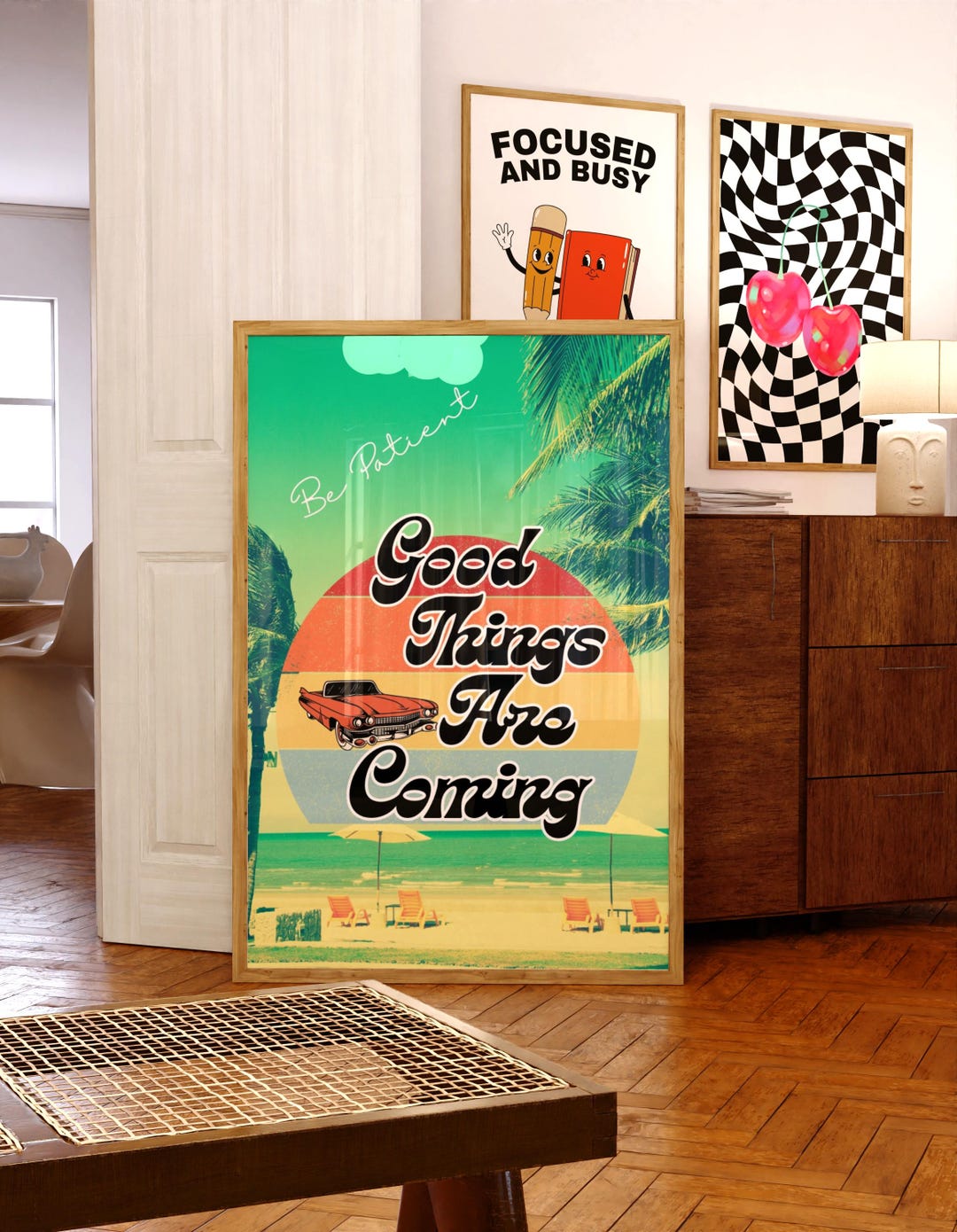 Retro Good Things Are Coming Wall Art, Trendy Wall Prints, Retro ...