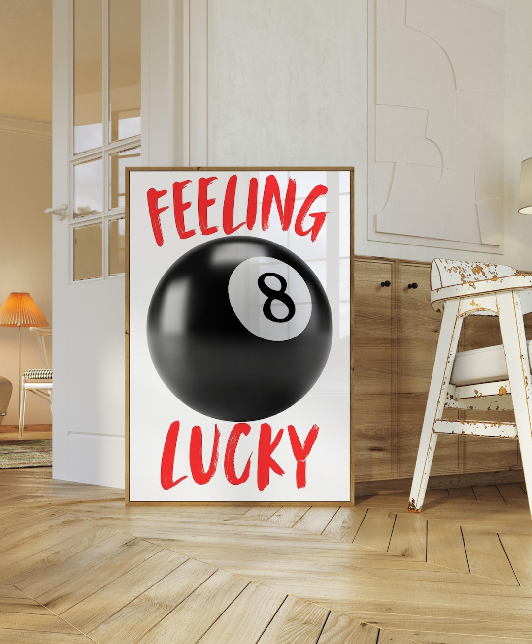 Feeling Lucky 8 Ball Print, Retro Trendy Wall Art (digital Download) - Etsy