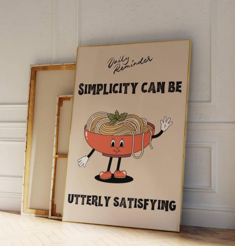 Simplicity Spaghetti Retro Mascot Print, Motivational Wall Art, Trendy ...