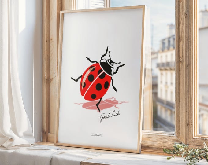 Lucky Ladybug Art Print Poster, Vintage Food Print, Trendy Retro Print ...