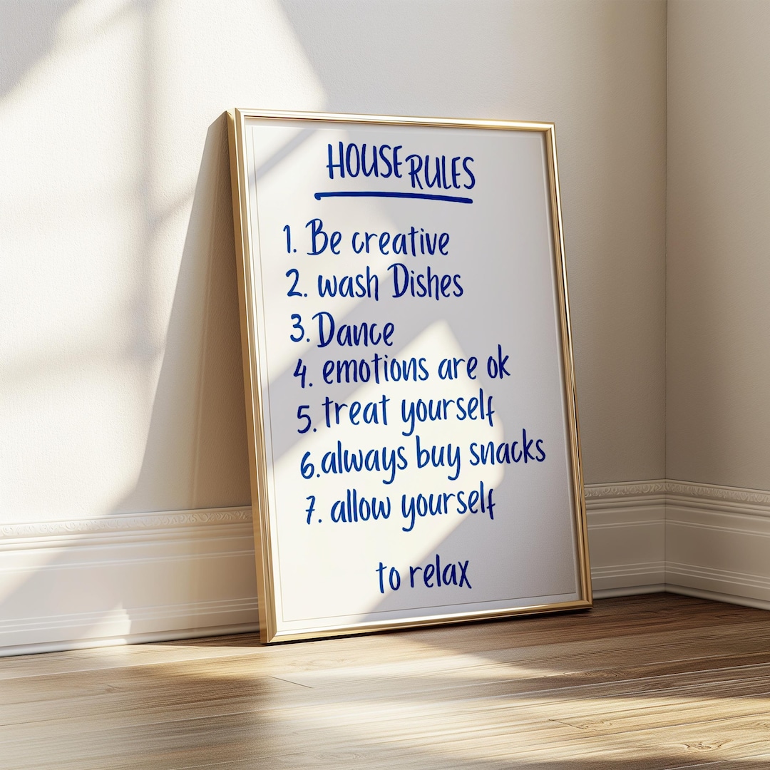 House Rules Wall Art, Trendy Wall Prints, Digital Download, Printable ...