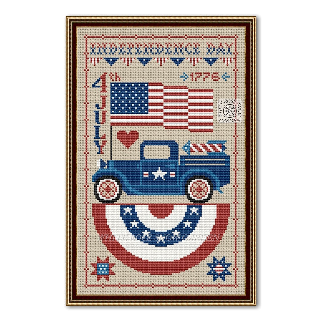 Independence Day Cross Stitch Sampler, USA Sampler, Liberty Sampler, 4 ...