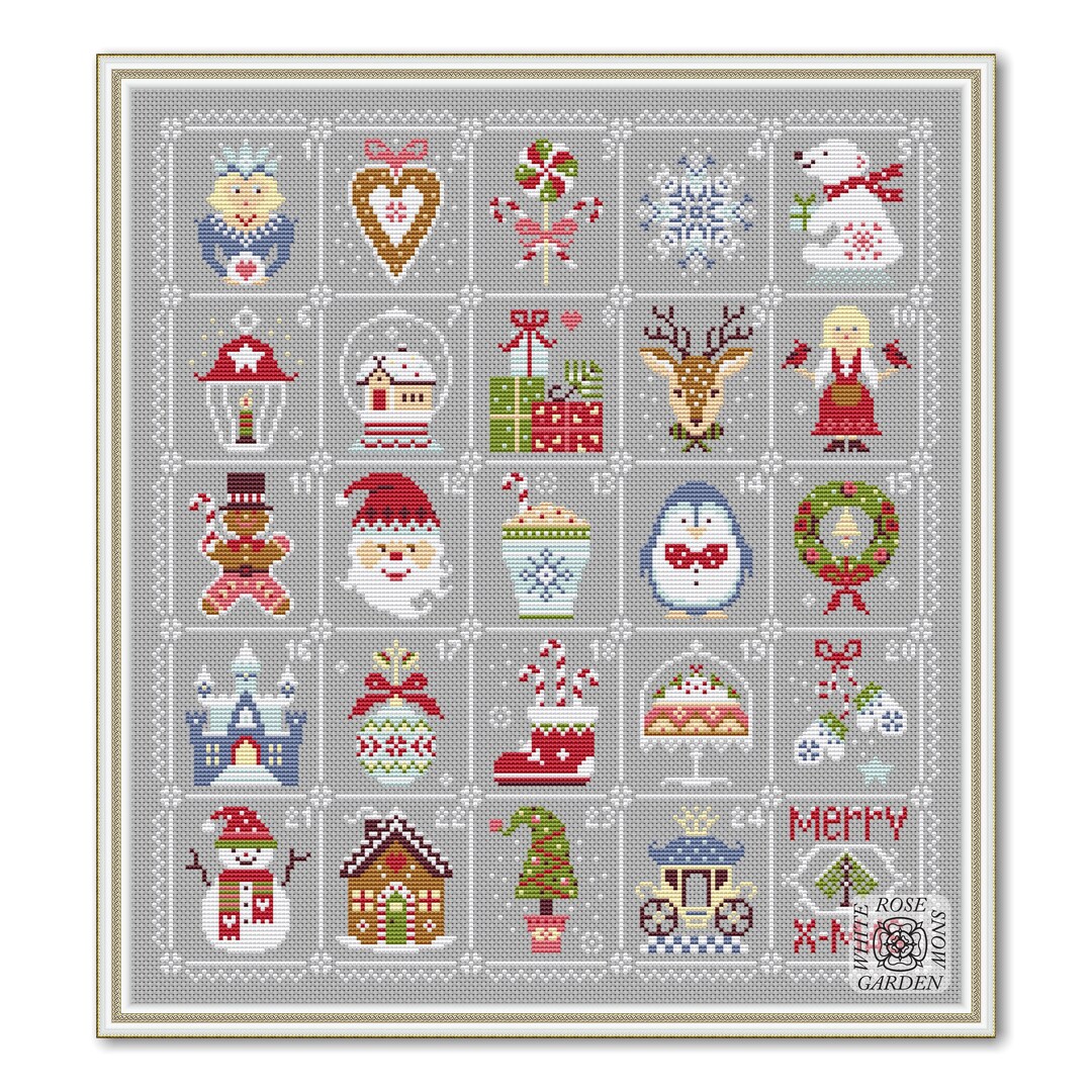 Cross stitch pattern, Christmas Advent Calendar, Merry Christmas ...