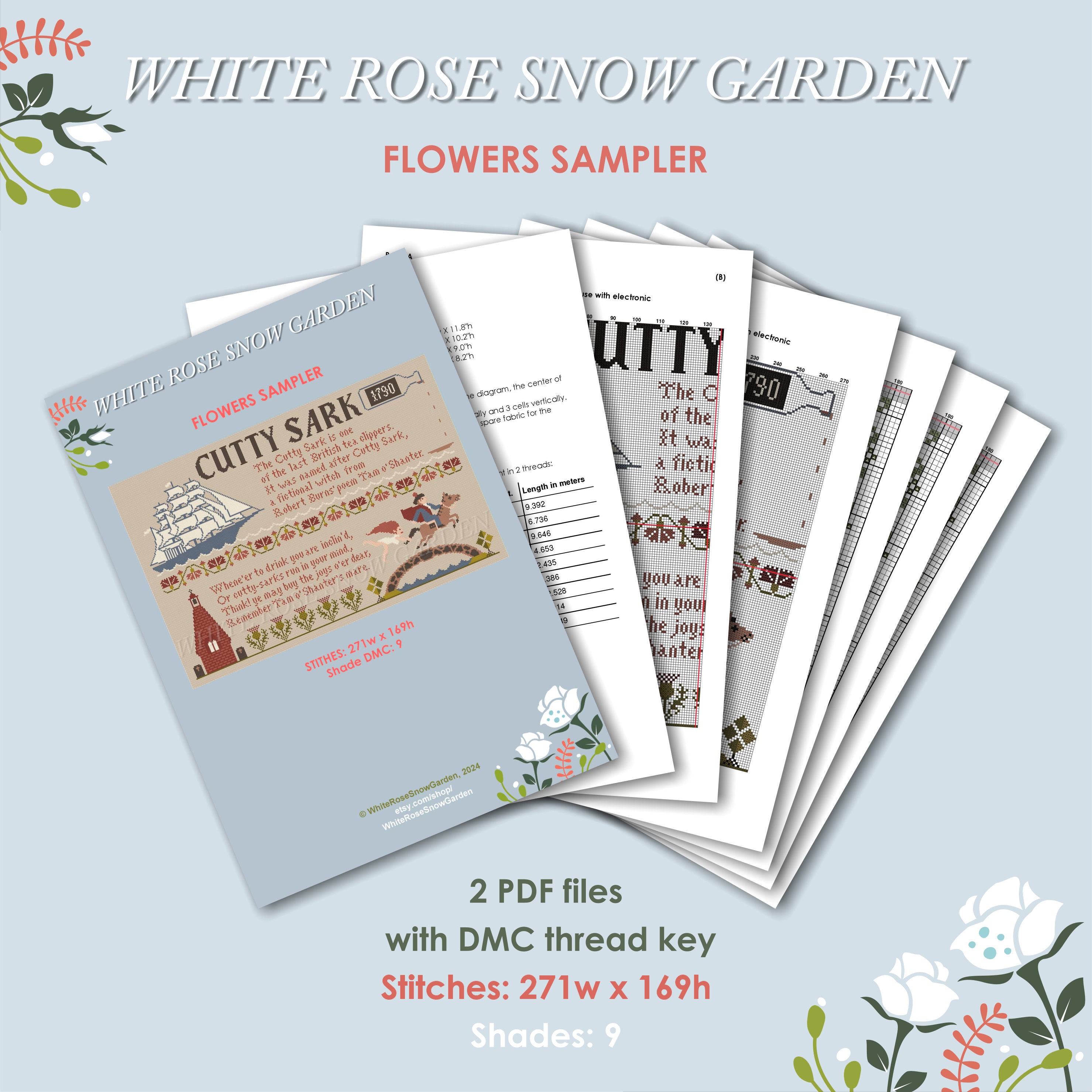 Cross Stitch Cutty Sark Pattern, Poem Tam O' Shanter Sampler, Primitive ...