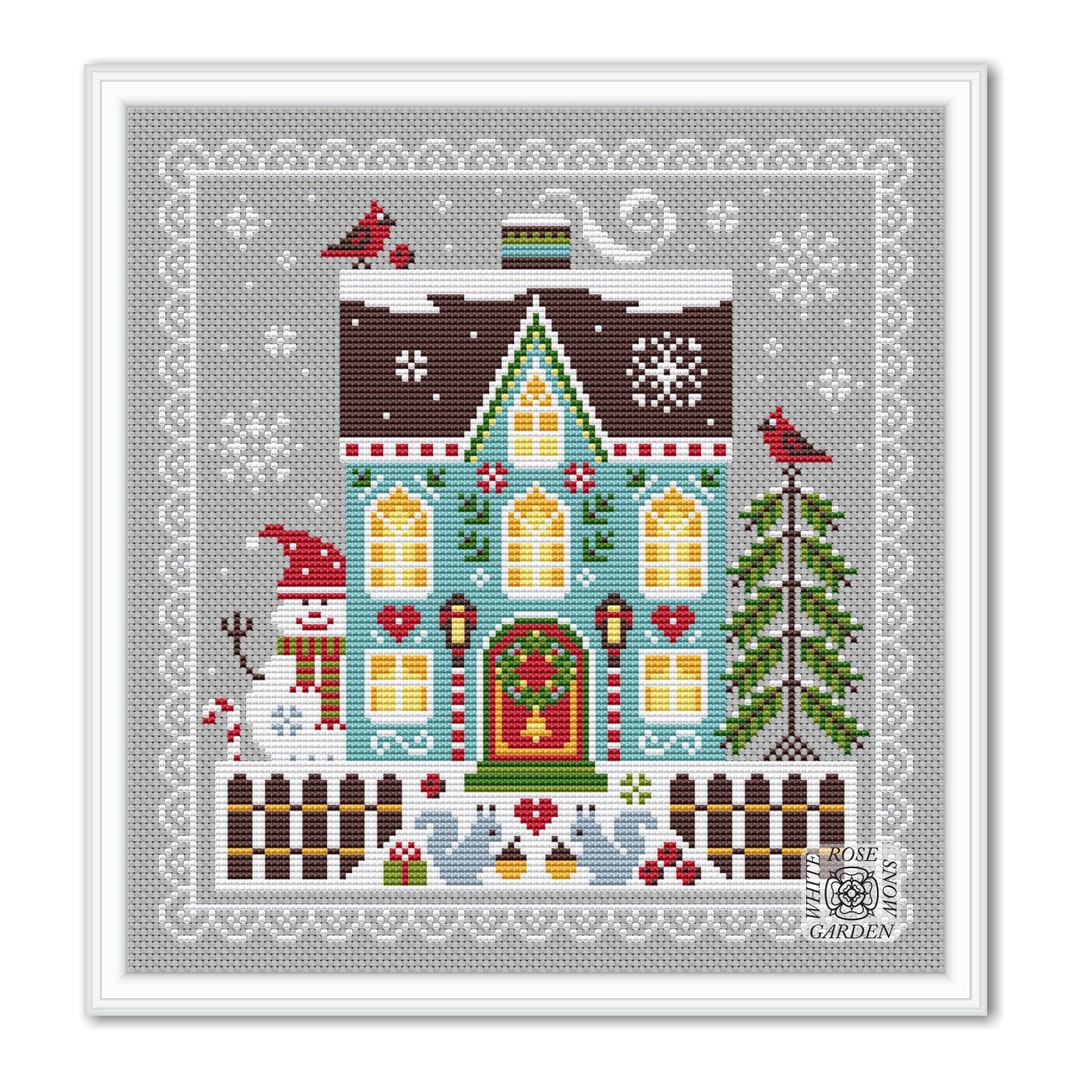 Merry Christmas House Cross Stitch Pattern, Merry Christmas House ...