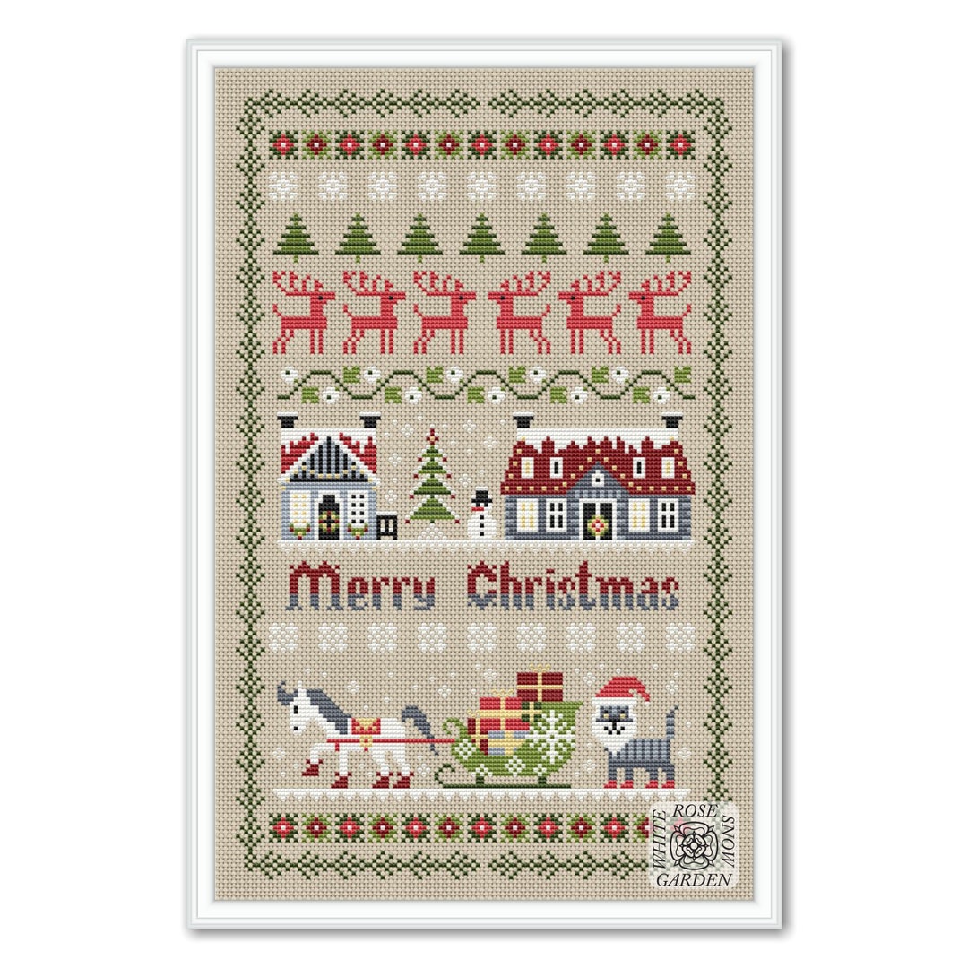 Merry Christmas Sampler, Merry Christmas Cross Stitch Pattern ...