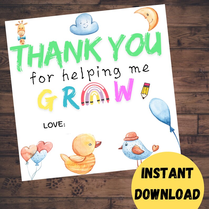 Thank You for Helping Me Grow Teacher Appreciation Tags,teacher Thank You Tag Plant Tag,cactus ...
