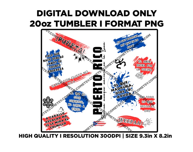 Frases de Puerto Rico Tumbler 20 oz Wrap Design, limited edition ...