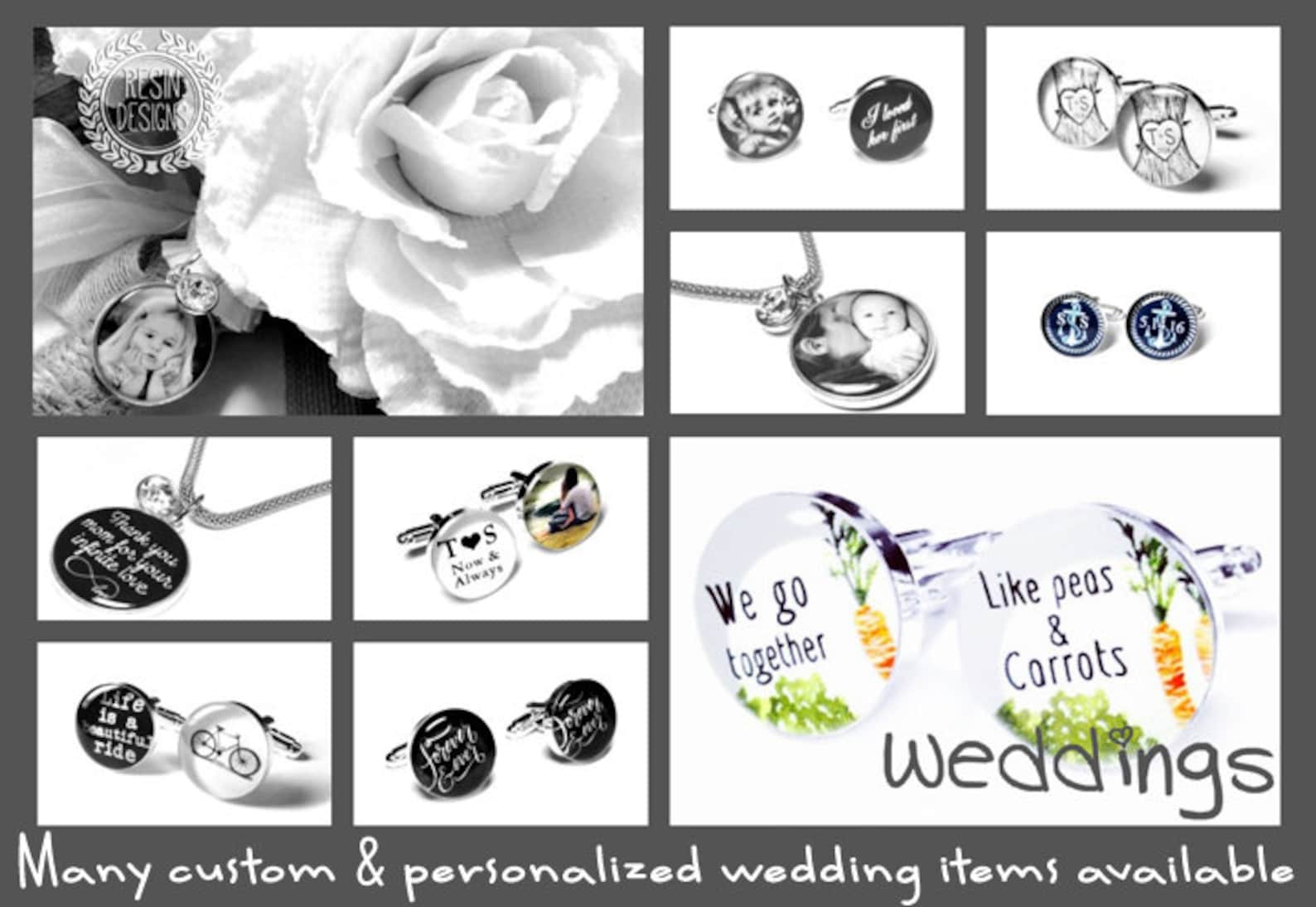 Bridal Bouquet Spinning Crystal Photo Charm Custom Picture | Etsy