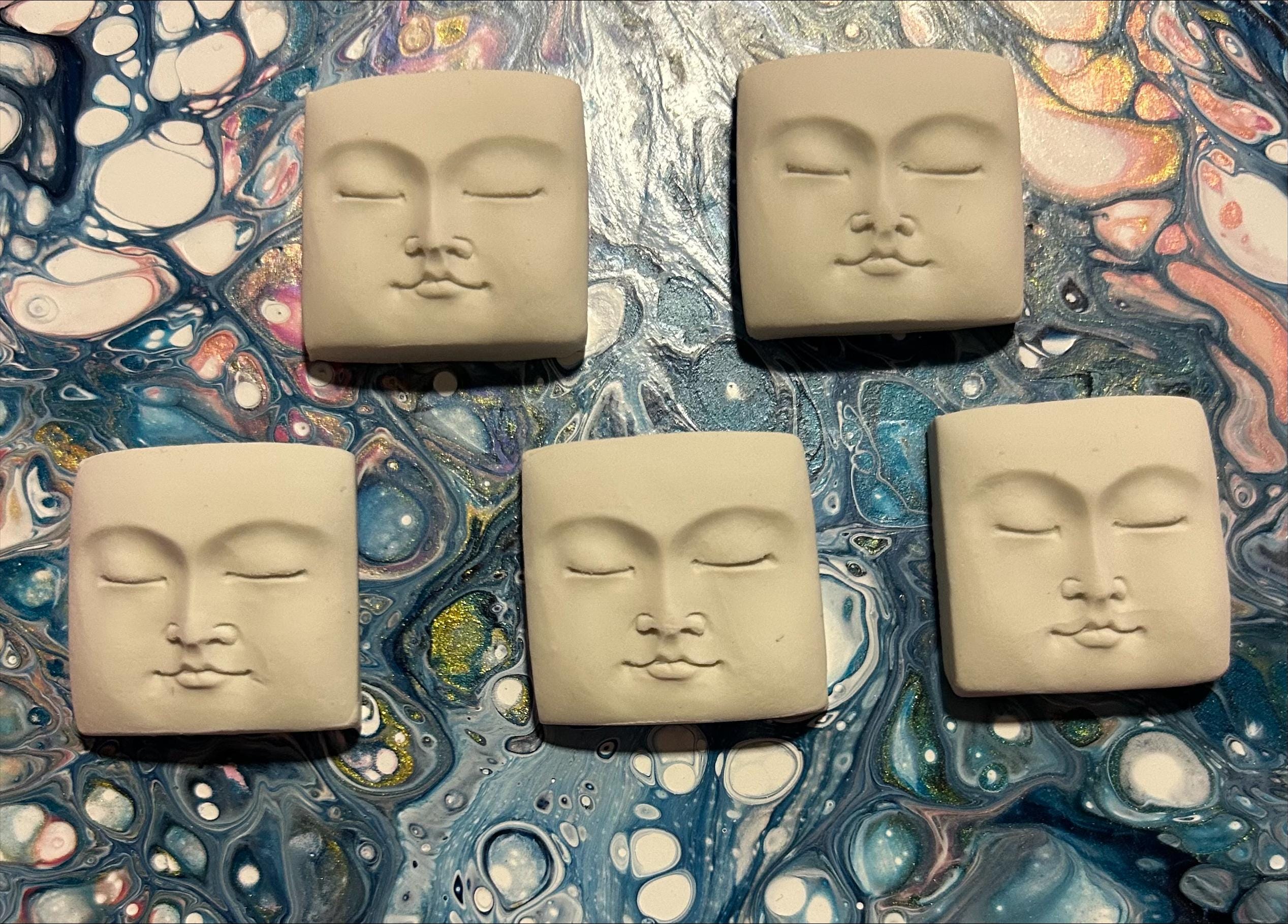 Set of 5 - 1" Square Clay Faces - Etsy