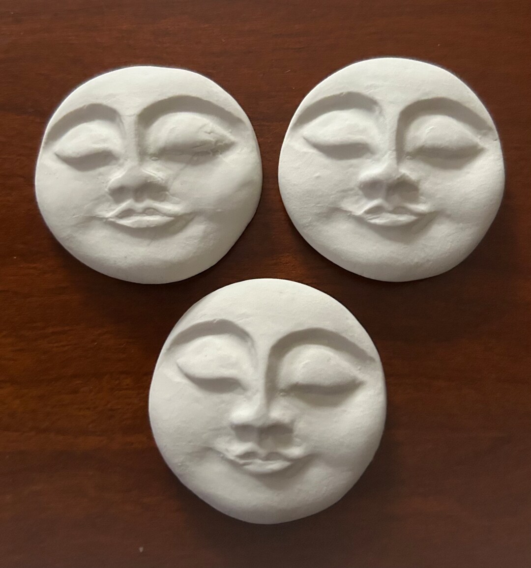 3- Moon Faces Eyes Closed 38 Mm Clay Faces - Etsy