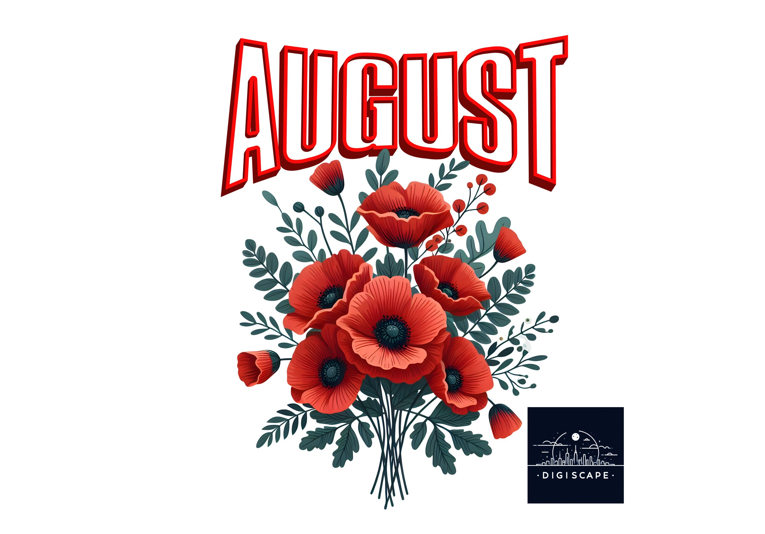 Birth Flower Clipart PNG, August Birth Month Design, Poppy Flower PNG ...