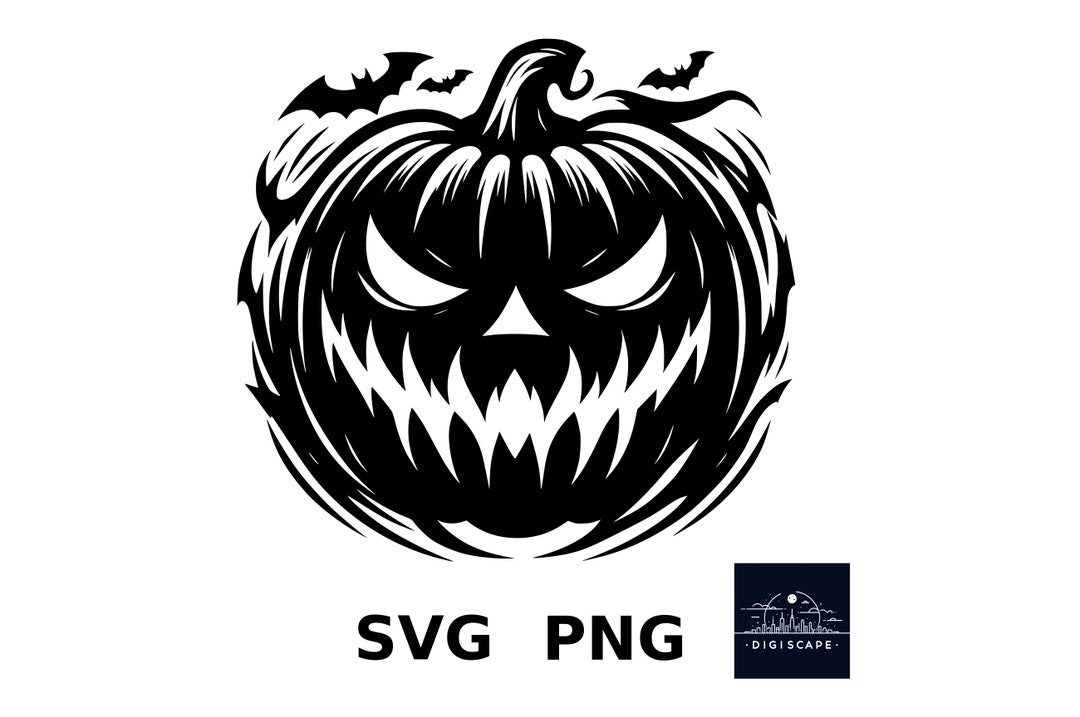 Scary Pumpkin SVG PNG, Halloween Design Pumpkin Clipart, Spooky Pumpkin ...