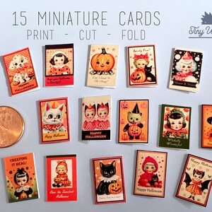 Miniature Halloween Greeting Cards - Spooky Autumn Notecards - 1/12 and ...