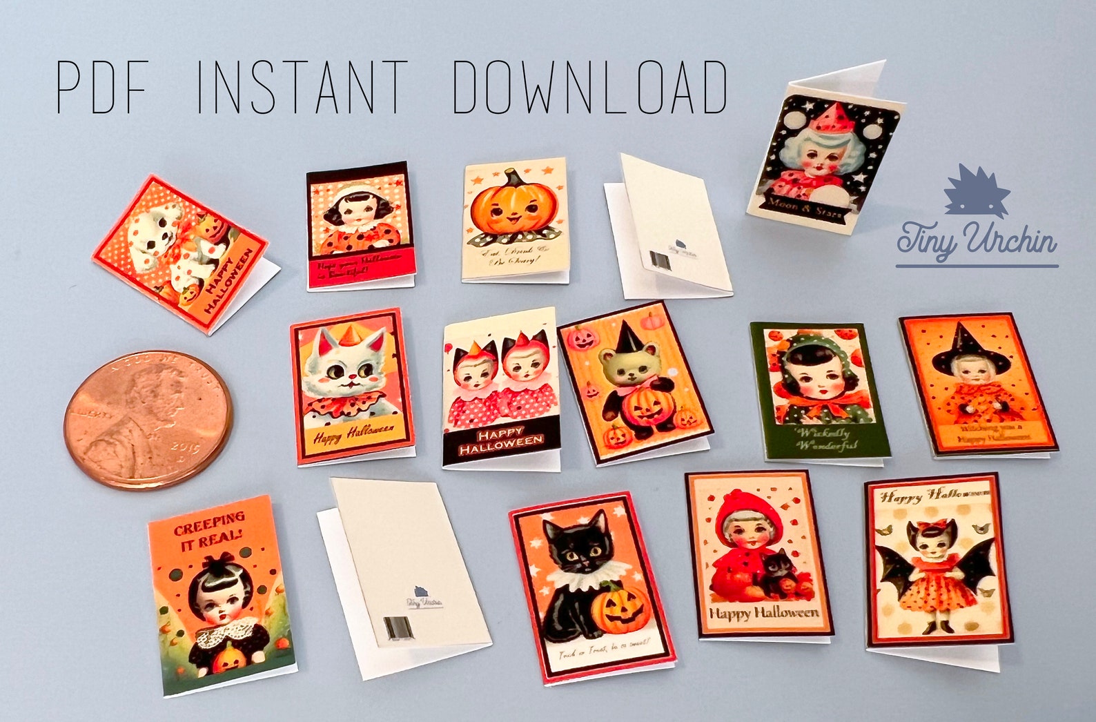 Miniature Halloween Greeting Cards - Spooky Autumn Notecards - 1/12 and ...